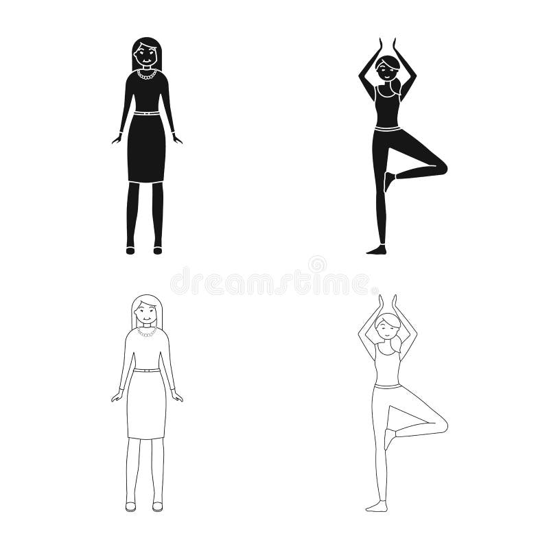 Vector Design of Posture and Mood Icon. Set of Posture and Female ...
