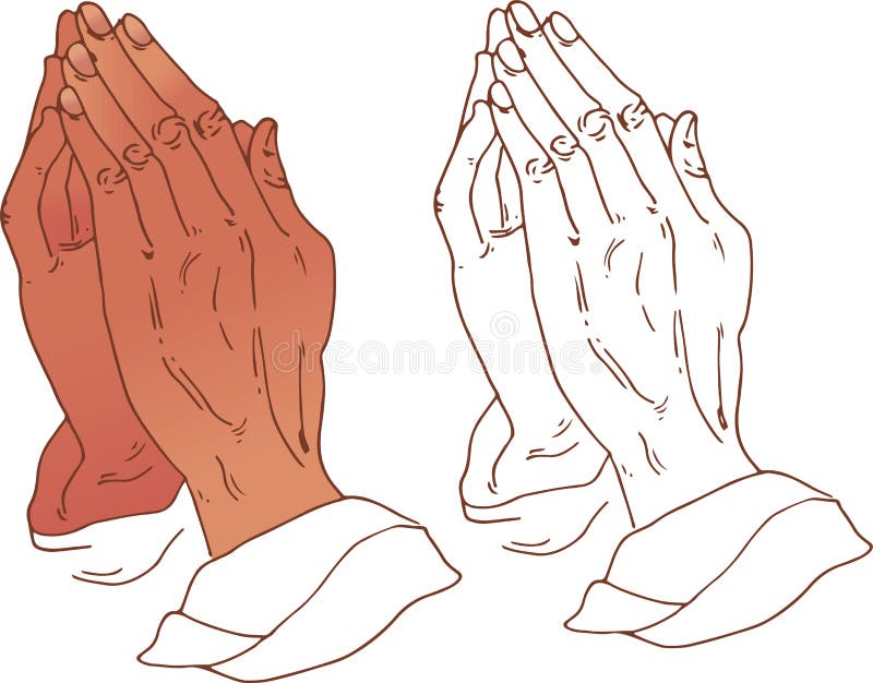 Vector Praying Hands Illustration Stock Vector - Illustration of person ...