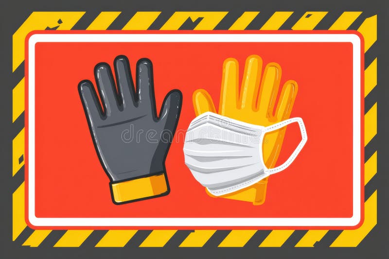 Safety Kit Featuring Gloves and Mask with Warning Banner in Bright ...