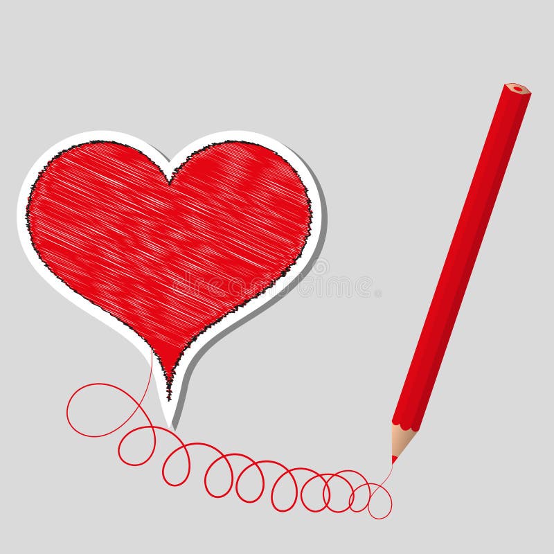 Vector Illustration Primed Heart and Pencil Stock Vector - Illustration ...