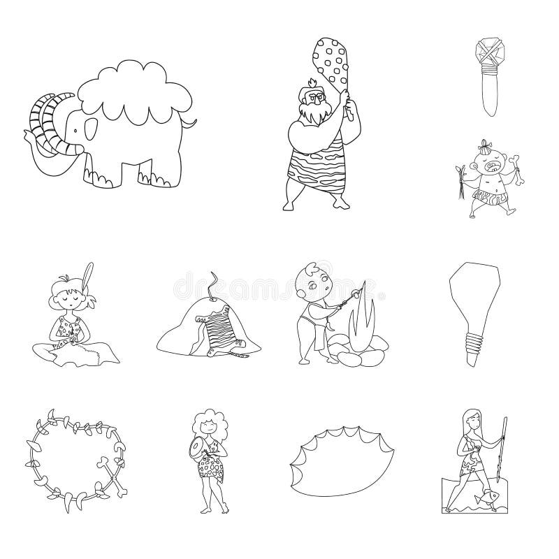 Vector Illustration of Primitive and Archeology Symbol. Set of ...
