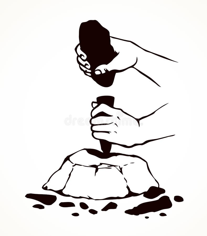 Vector Illustration. Primitive People Make Stone Tools Stock Vector ...