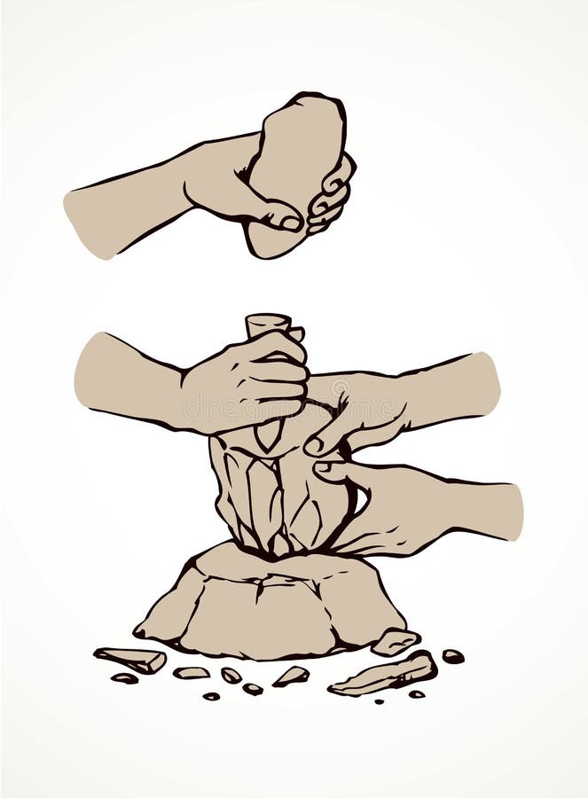 Vector Illustration. Primitive People Make Stone Tools Stock Vector ...