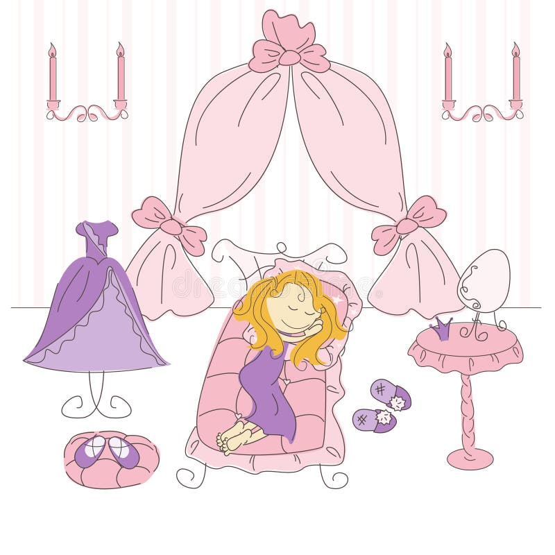 Bed for the Little Princess on the Pea Stock Vector - Illustration of ...