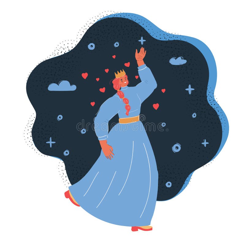 Vector Illustration Princess Dancing at Dark Backround. Stock Vector ...