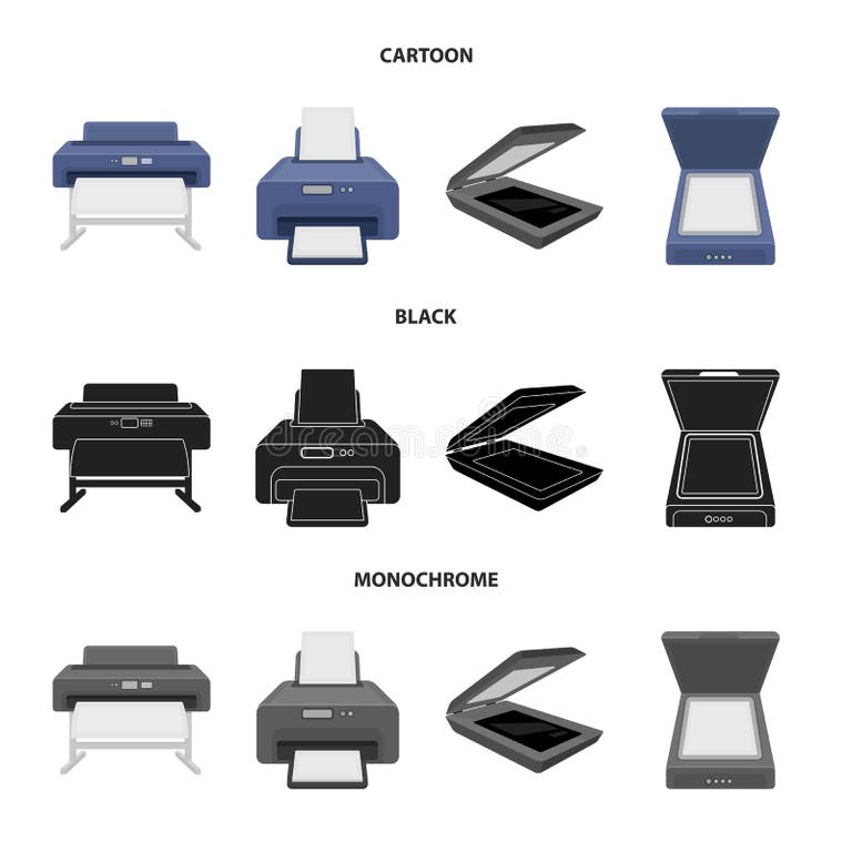 Vector Design of Printer and Plotter Logo. Set of Printer and Machine ...