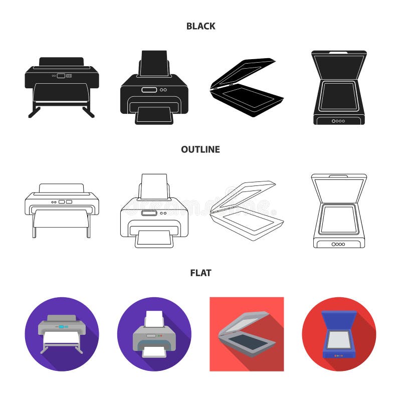 Printer And Plotter Flat Icons Stock Vector - Illustration of heat ...