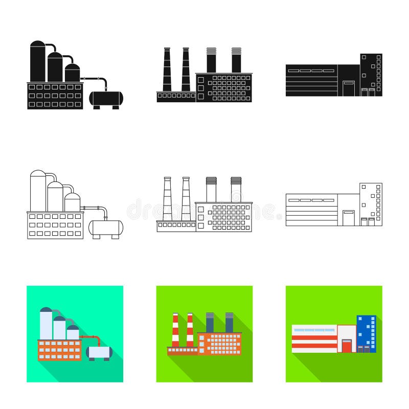Vector Design of Production and Structure Sign. Set of Production and ...