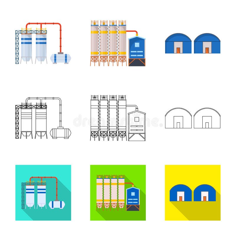 Vector Design of Production and Structure Sign. Set of Production and ...