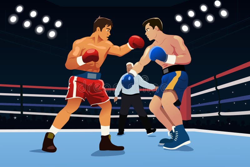 Professional Boxing Match in a Ring Vector Illustration Stock Vector ...