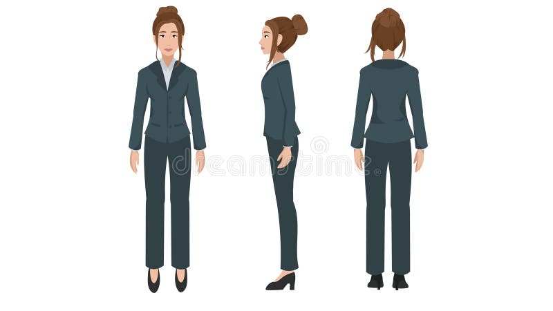 Vector Illustration of a Professional Businesswoman from Three Distinct ...