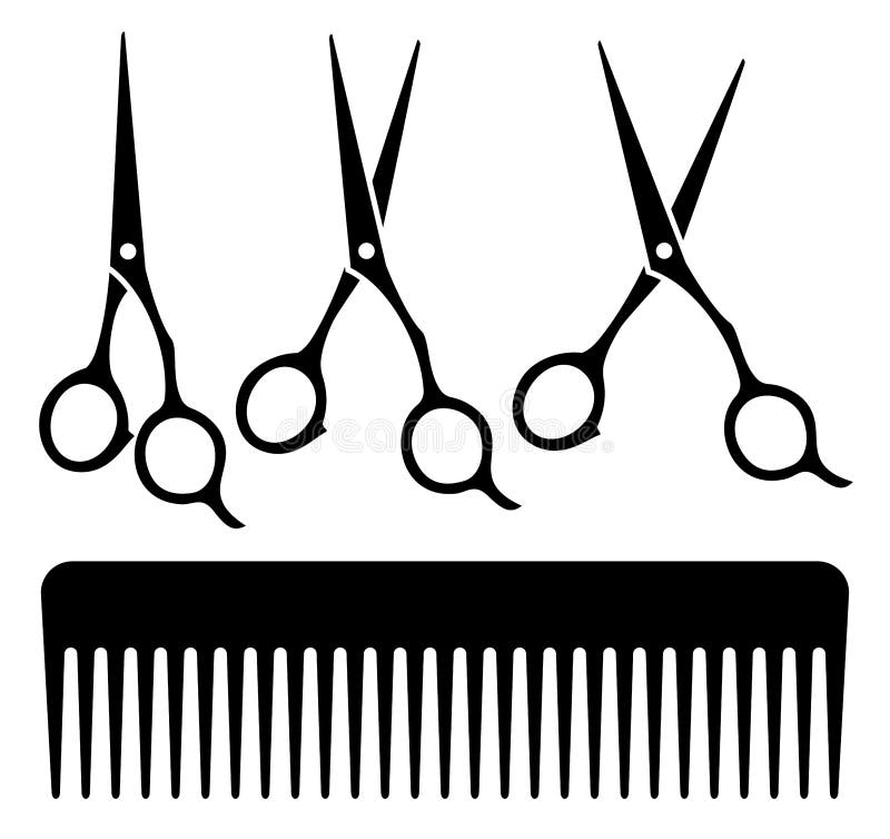 Professional Set Scissors with Comb Stock Vector - Illustration of ...