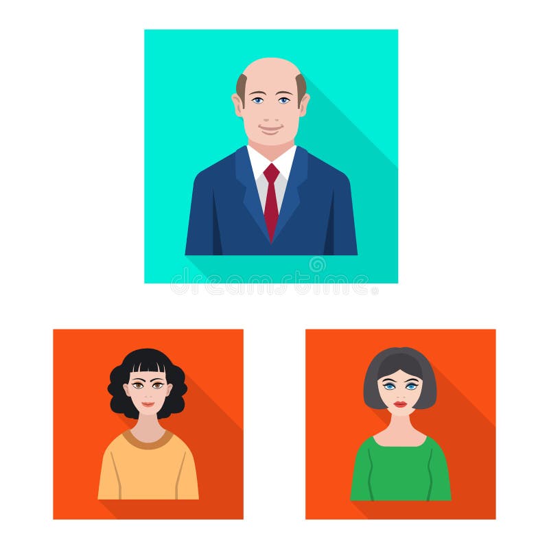 Vector Design of Profile and Portrait Symbol. Set of Profile and ...