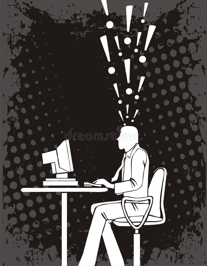 Vector Cartoon Illustration of Angry Man or Businessman Working on ...