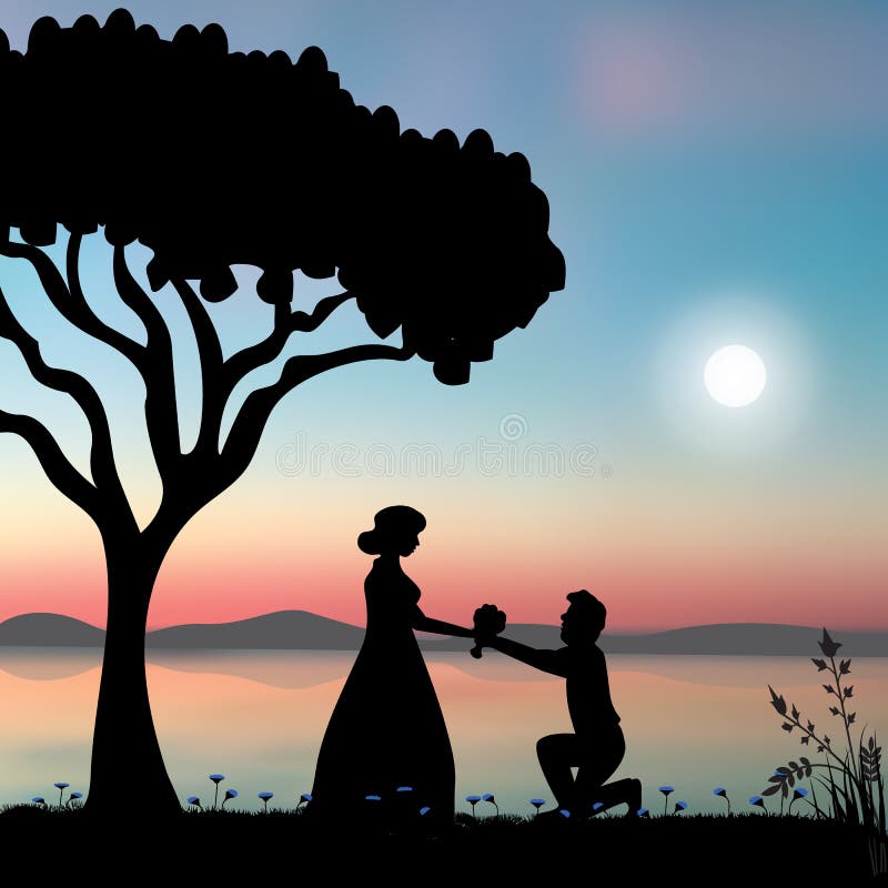 Couple Under the Tree in City Stock Vector - Illustration of house ...