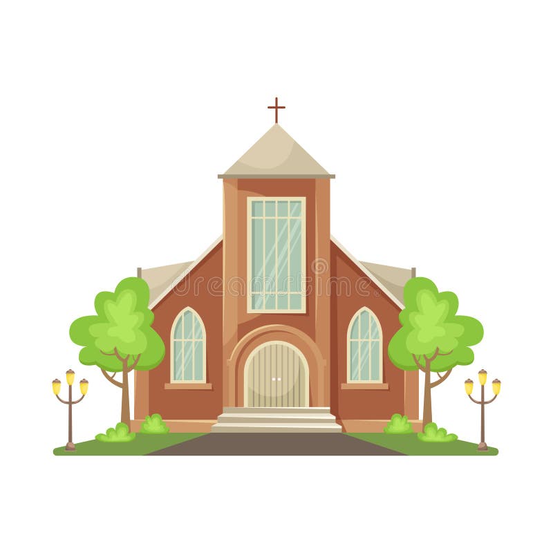 Vector Illustration of a Protestant Church. Religious Architectural ...