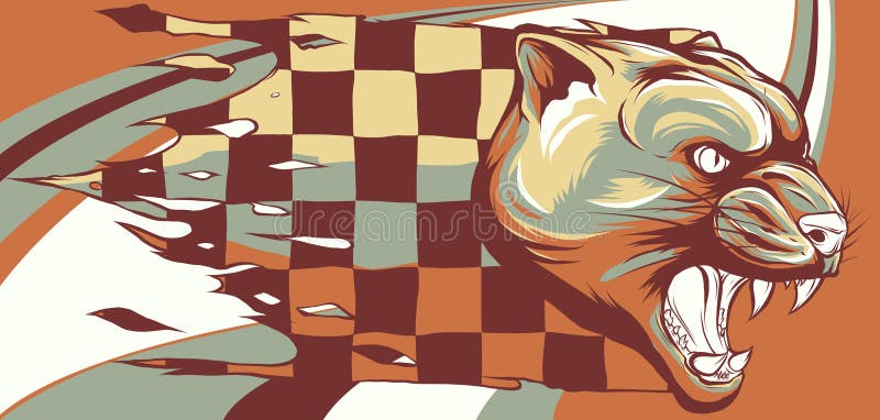 Vector Illustration of Puma Head with Race Flag Stock Vector ...
