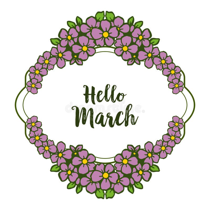 Vector Illustration Purple Flower Frame for Banner Hello March Stock ...