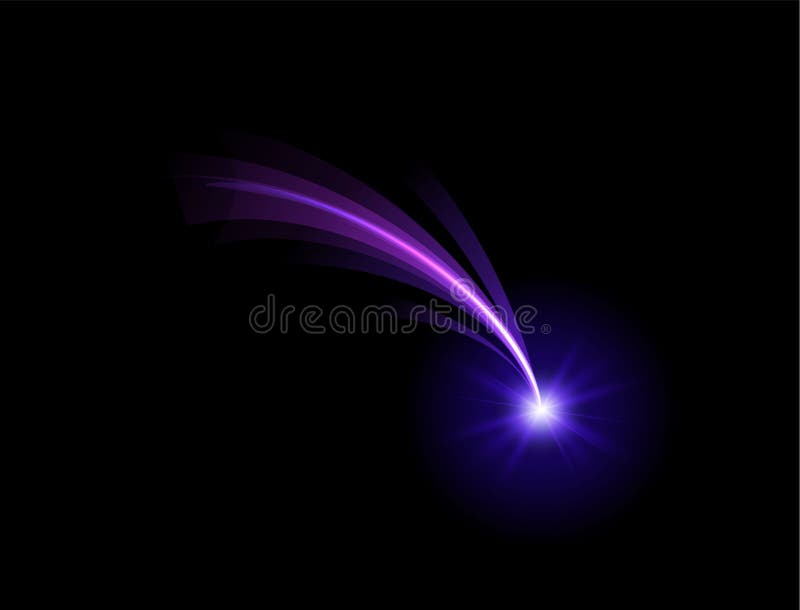 Vector Illustration: Purple Glowing Shooting Star on Isolated ...