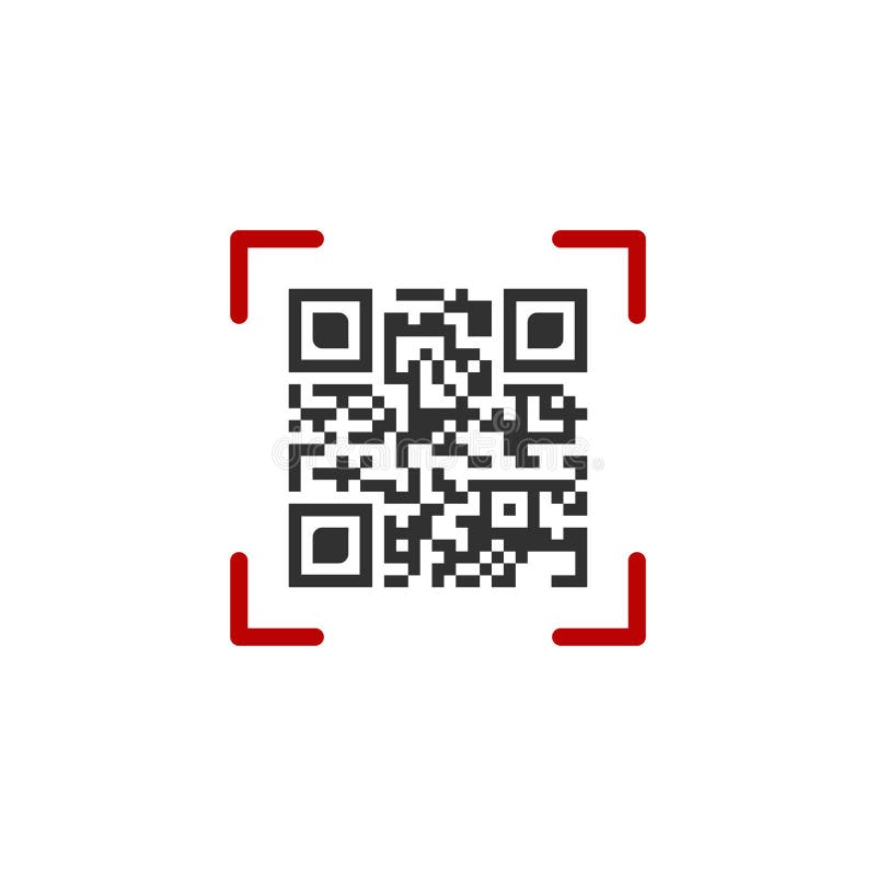 Vector Illustration of QR Code in Red Scanning Frame. Vector ...