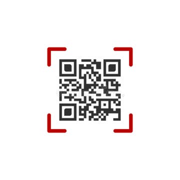 Vector Illustration of QR Code in Red Scanning Frame. Vector ...
