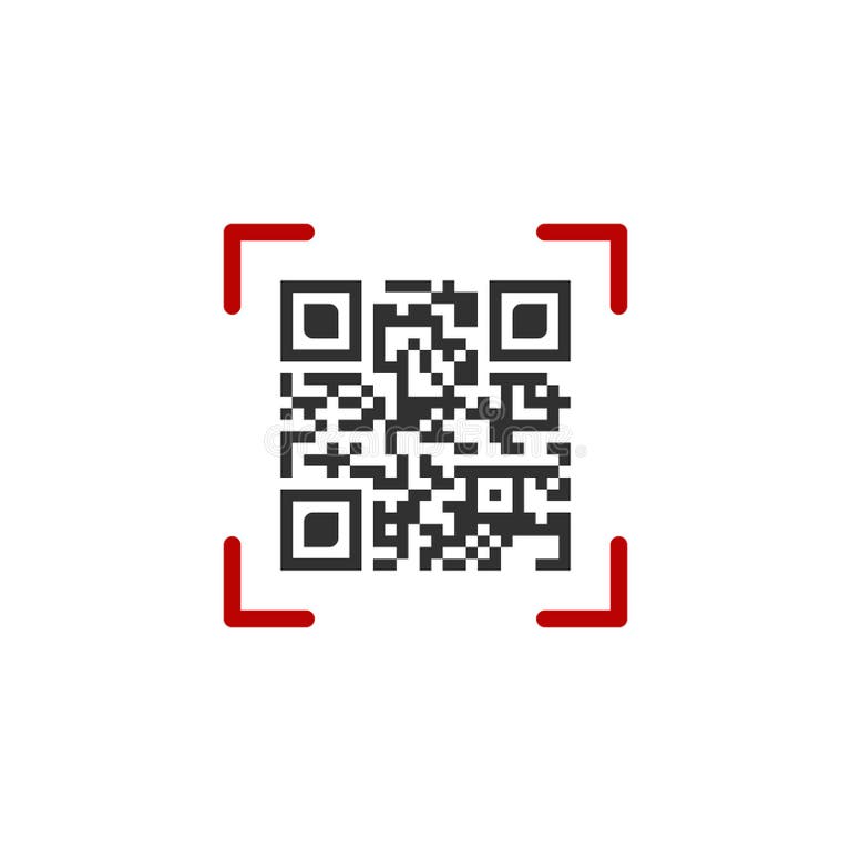Vector Illustration of QR Code in Red Scanning Frame. Vector ...