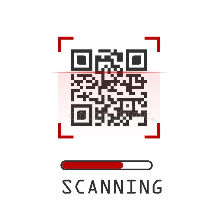 Vector Illustration of QR Code in Red Scanning Frame. Vector ...