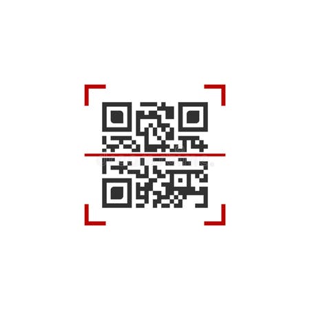 Vector Illustration of QR Code in Red Scanning Frame. Vector ...