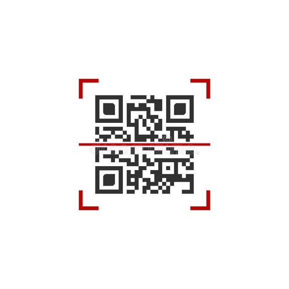 Vector Illustration of QR Code in Red Scanning Frame. Vector ...