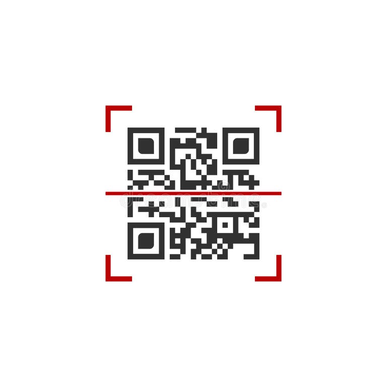 Vector Illustration of QR Code in Red Scanning Frame. Vector ...
