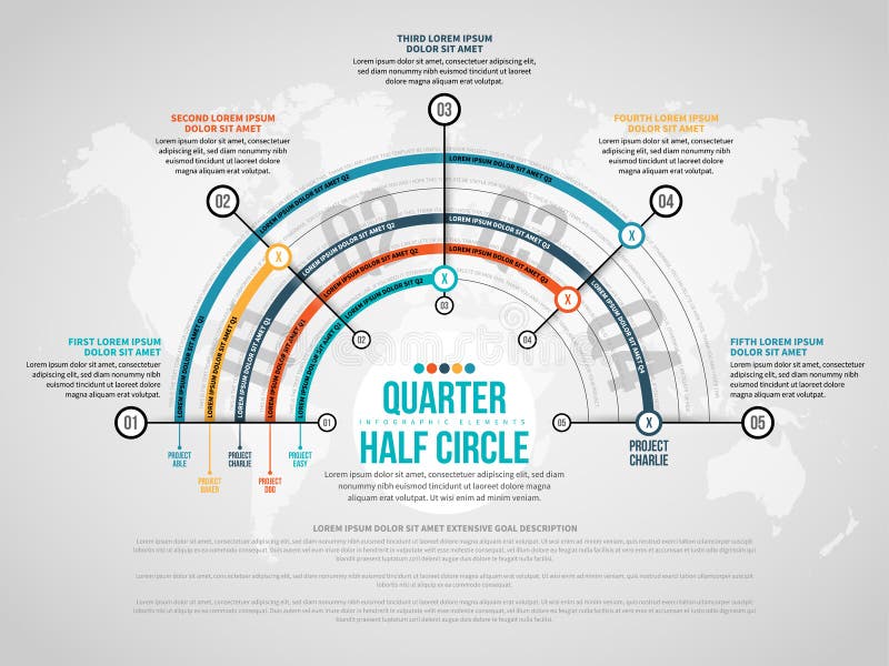 Quarter Half Circle Infographic Stock Vector - Illustration of chart ...