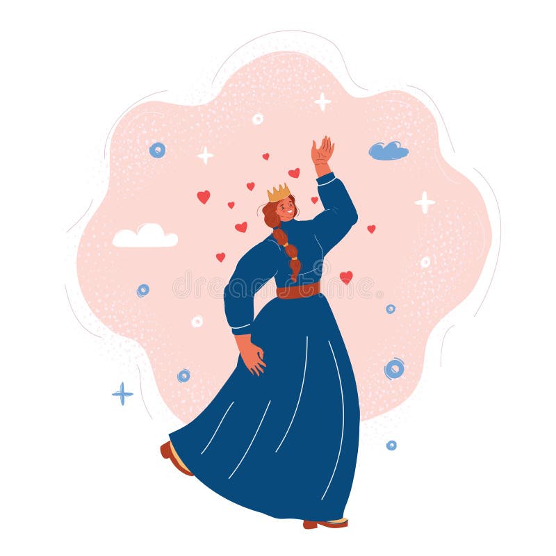 Vector Illustration of Queen in Blue Dress Dancing Stock Vector ...