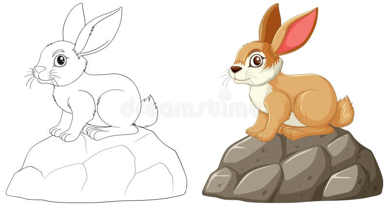 A rabbit sitting on a rock stock vector. Illustration of creativity ...