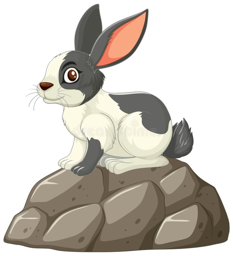 A rabbit sitting on rocks stock vector. Illustration of alert - 313759986