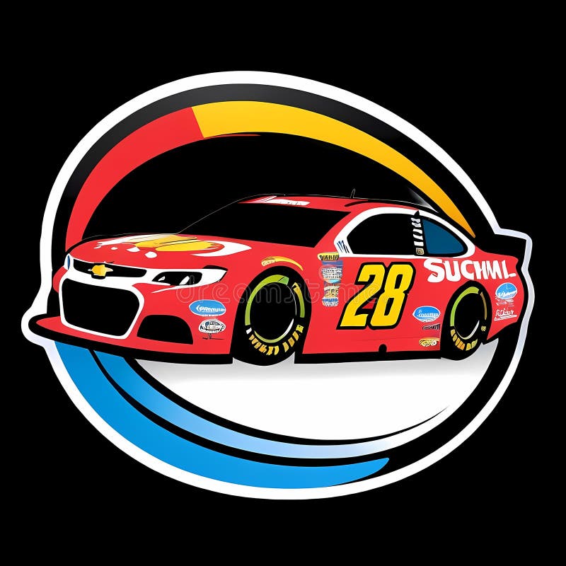 Vector Illustration of a Racing Car on a Black Background with Sunburst ...