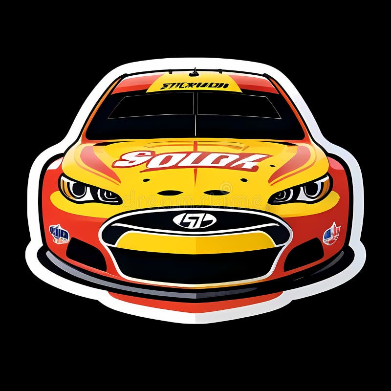 Vector Illustration of a Racing Car on a Black Background with Sunburst ...