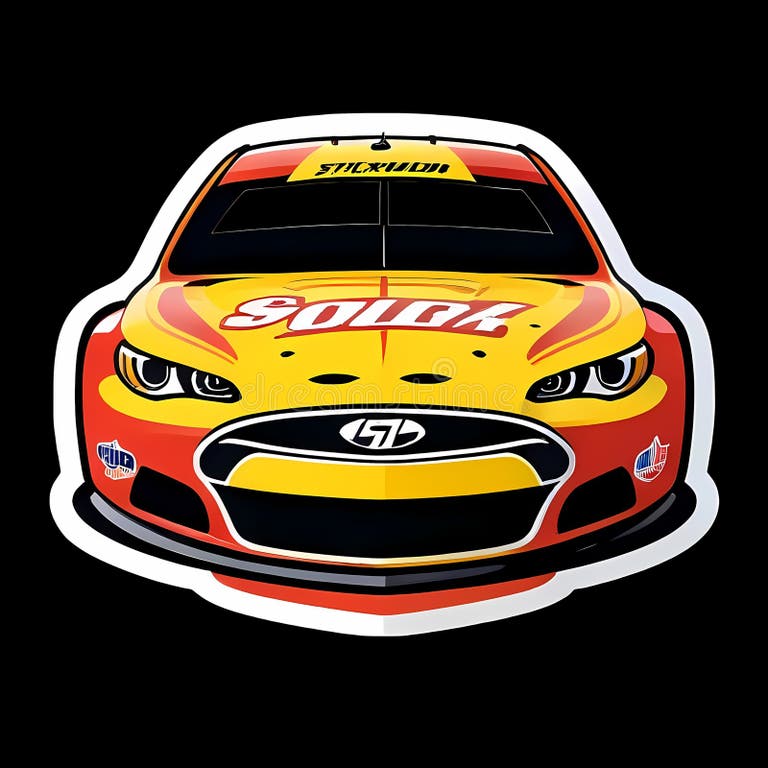 Vector Illustration of a Racing Car on a Black Background with Sunburst ...