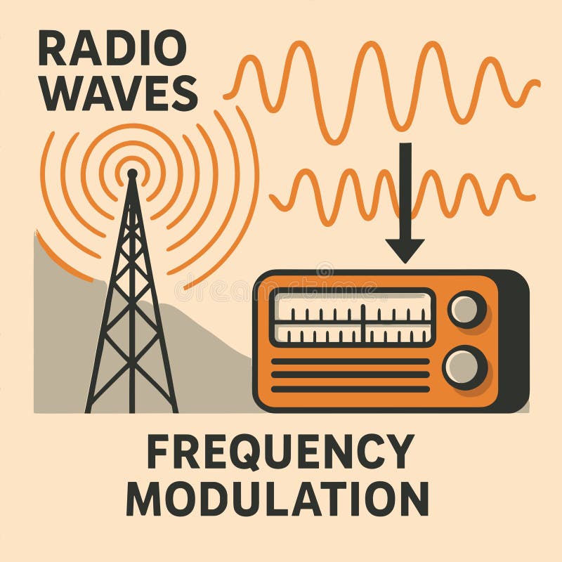 Vector Illustration of Radio Waves and Frequency Modulation Concept ...