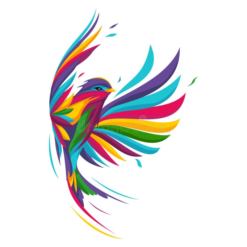 Vector Illustration of a Rainbow Bird in Flight Stock Illustration ...