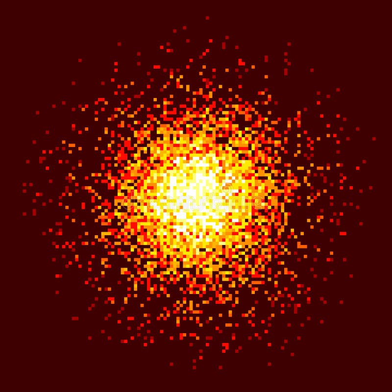 8-Bit Pixel-art Explosion stock vector. Illustration of heat - 32874679