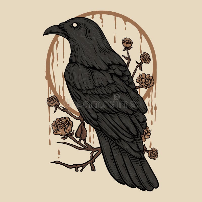Crow Raven Branch Outline Stock Illustrations – 143 Crow Raven Branch ...