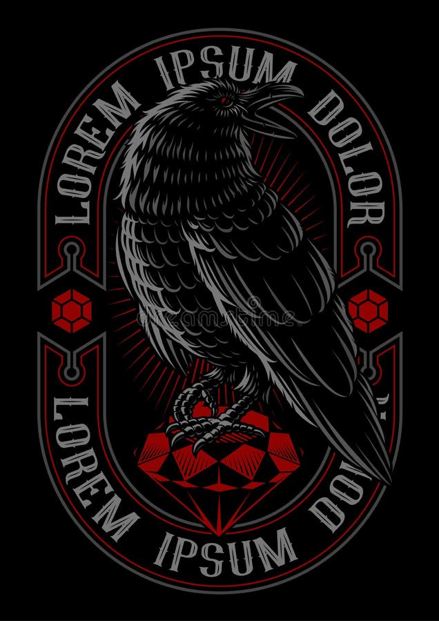 Vector Illustration of Raven on the Ruby. Stock Vector - Illustration ...