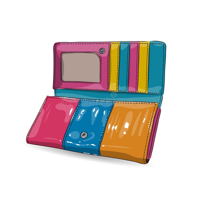 Vector Illustration of Realistic Colorful Female Wallet Stock ...