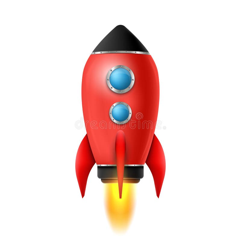 Vector Illustration of Realistic 3D Rocket Space Ship Launch Isolated ...