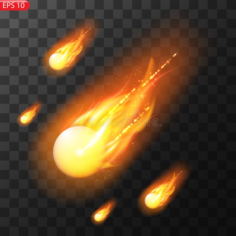 Vector Illustration Of Realistic Falling Comet. Isolated Transparent ...