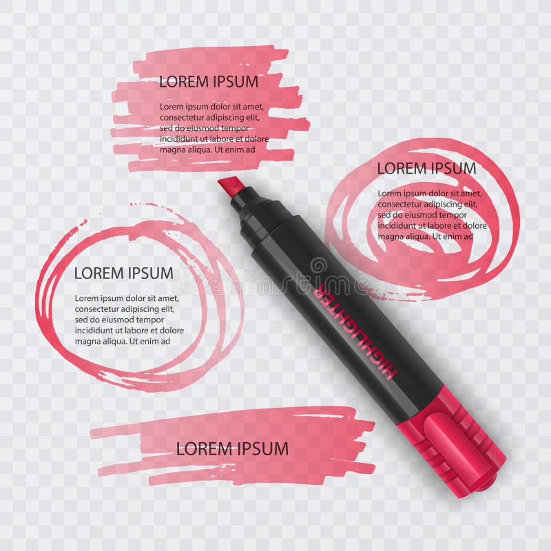 Illustration with Realistic Marker, with Highlighter Elements and ...