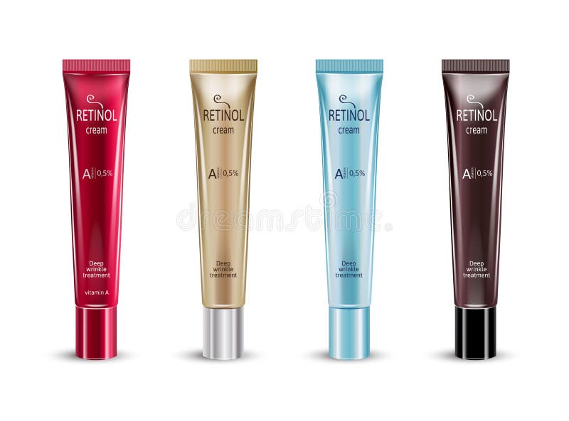 Vector Illustration of Realistic Packages of Retinol Cream Tubes. Stock ...