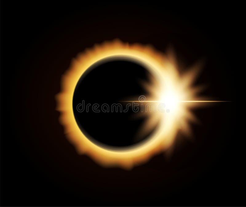 Vector Illustration: Realistic Solar Eclipse on Dark Space Background ...