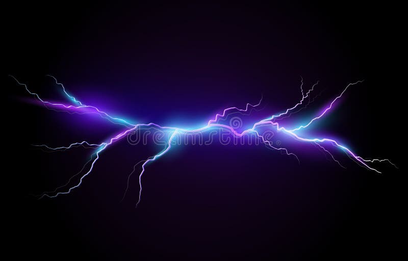 Vector Illustration of a Realistic Style of Bright Glowing Lightning ...