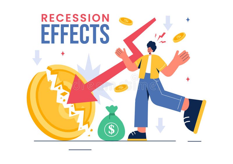 Vector Illustration of Recession Effects Showing the Impact on Economic ...